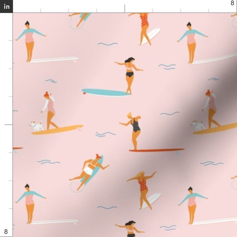 Surfer Girls Fabric Soul Surfers Pink by Tasiania Surfing - Etsy