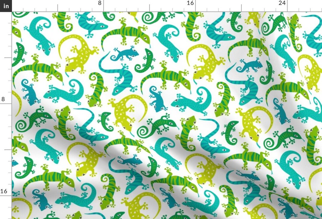 Lizards Fabric Cute Lizards by Caja Design Lizards Green Lime Turquoise ...