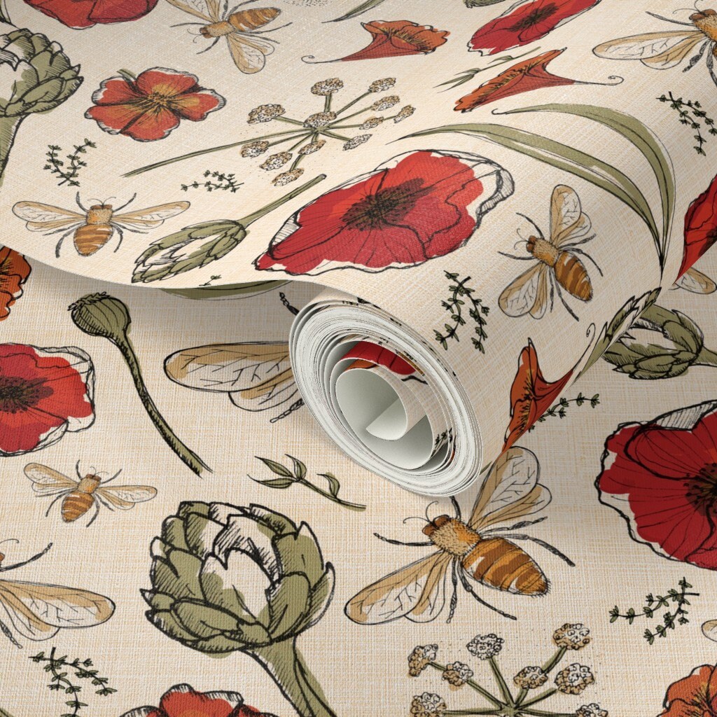 Kitchen Floral Wallpaper the Art of Bee Keeping by - Etsy