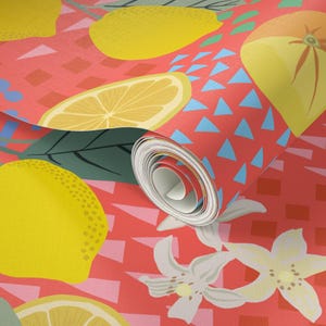 Lemon Wallpaper - Lemon Flower and Pop by Nina Leth - Lemon Floral ...