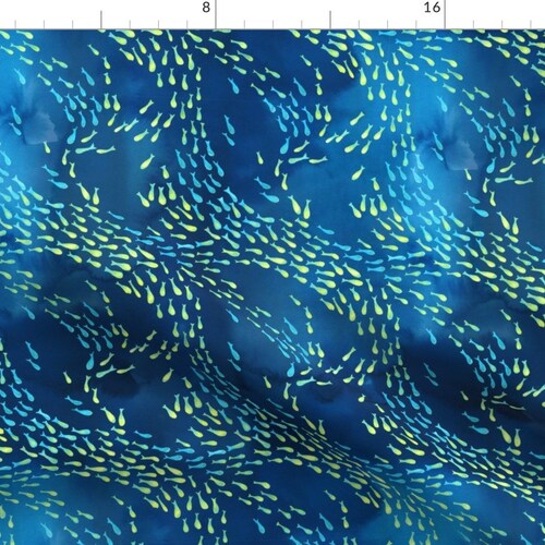 Abstract Ocean Fabric Shoal of Fish by Marketa Stengl - Etsy