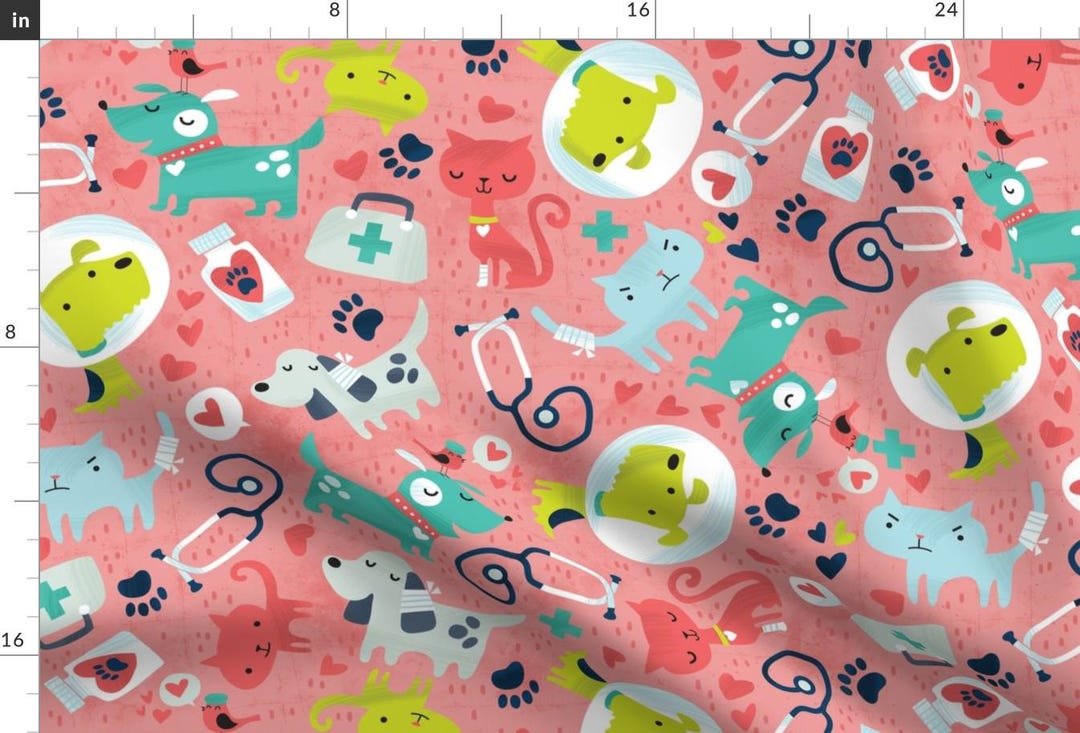Vet Fabric Happy Vet Visit by Cynthiafrenette Medical Professions ...