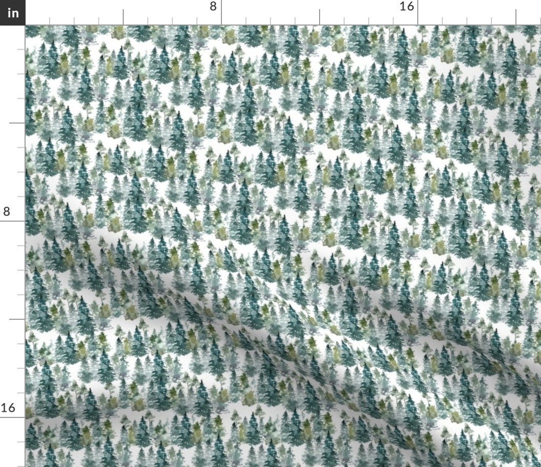 Forest Fabric Tiny Woodland Trees White by Shopcabin Trees Forest ...
