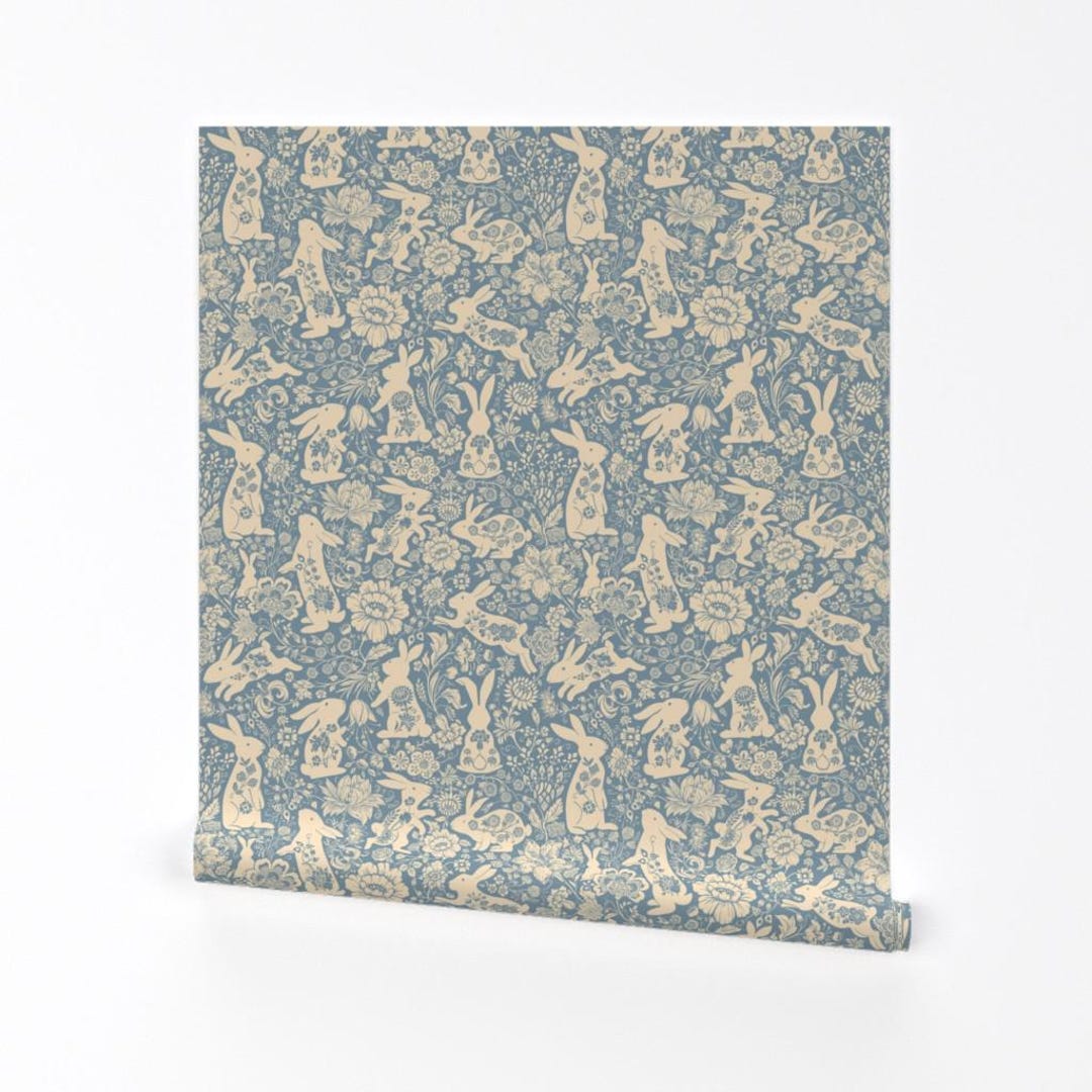 Woodland Rabbit Removable Peel and Stick Wallpaper - Whimsical Bunny ...