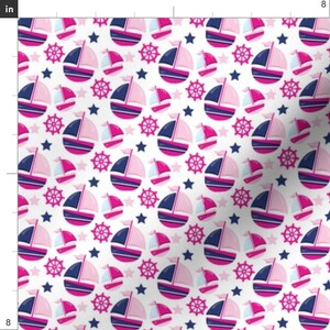 Pink Sailboats Fabric Pink Nautical 09 by Prettygrafik - Etsy