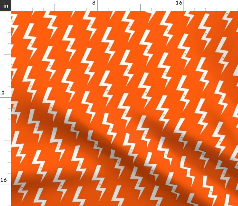 Orange Bolt Halloween Scary Lightning Bolt Fabric by Charlotte - Etsy