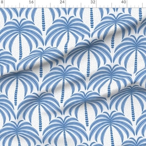 Palm Trees Upholstery Fabric- Palm Springs by Vivdesign - Blue and ...