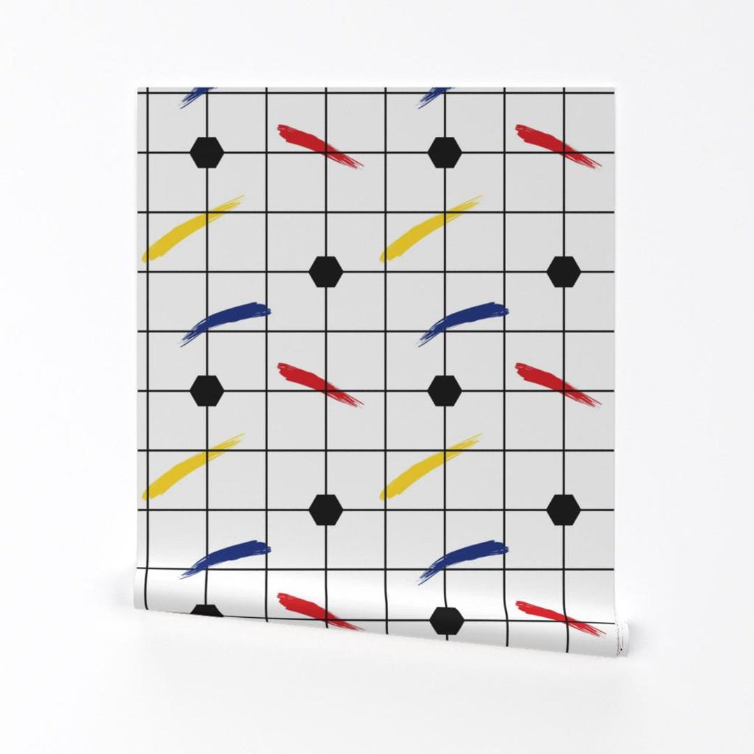 Grid Removable Peel and Stick Wallpaper - Primary 80s - Wall Art Wall ...