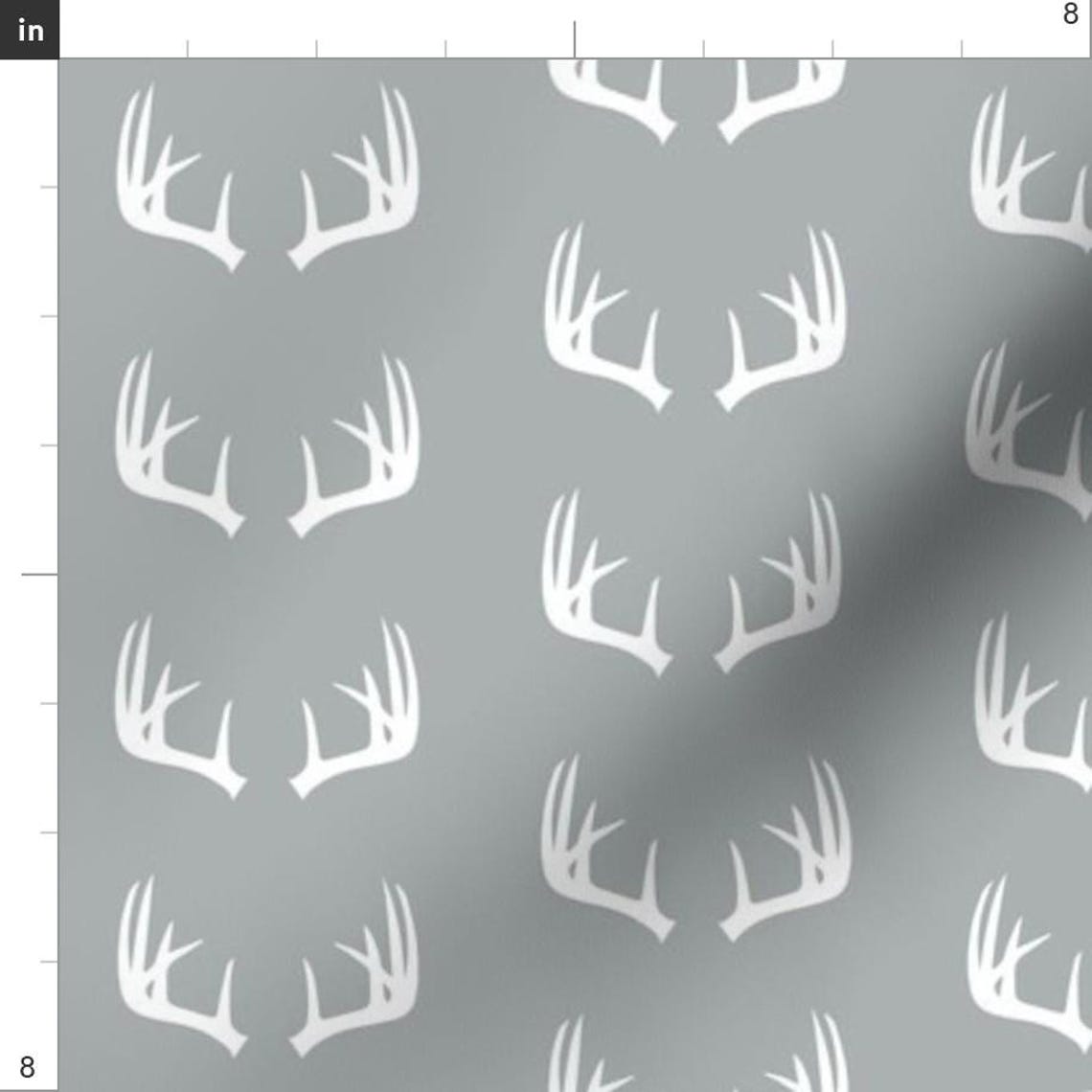 Grey Woodland Fabric - Deer Antlers on Grey // Small Scale by ...