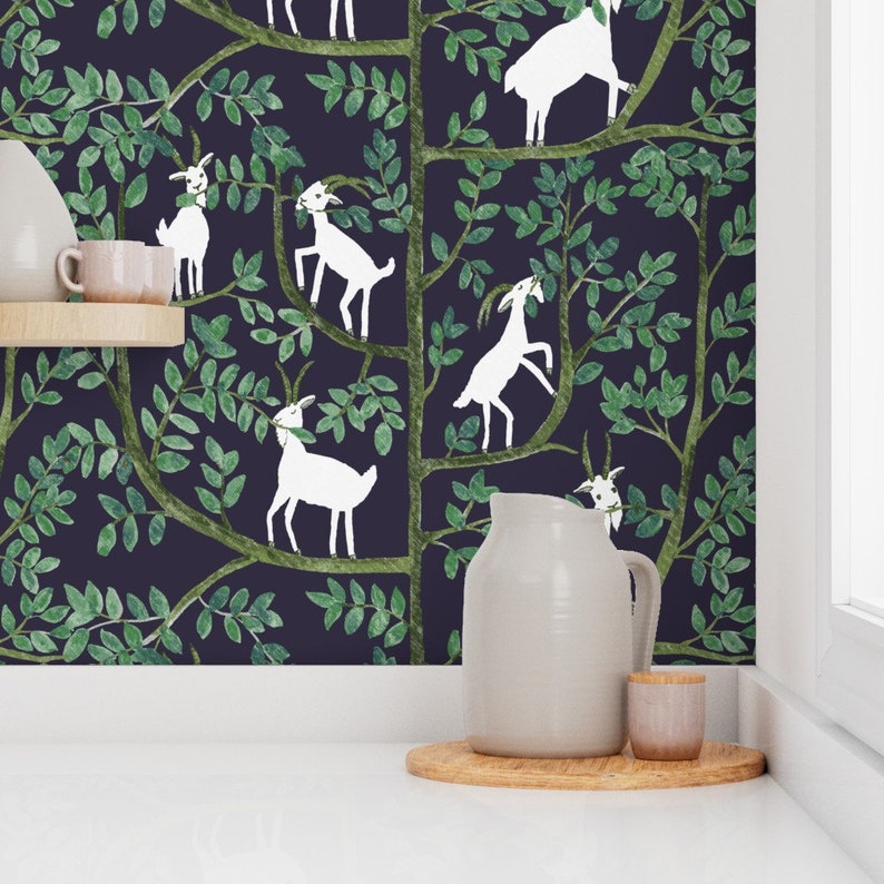 Goat Wallpaper Happy Goat-together in Trees by Scarlette - Etsy