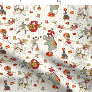 Circus Show Illustration Red Fabric - Classic Circus by Crixtina ...