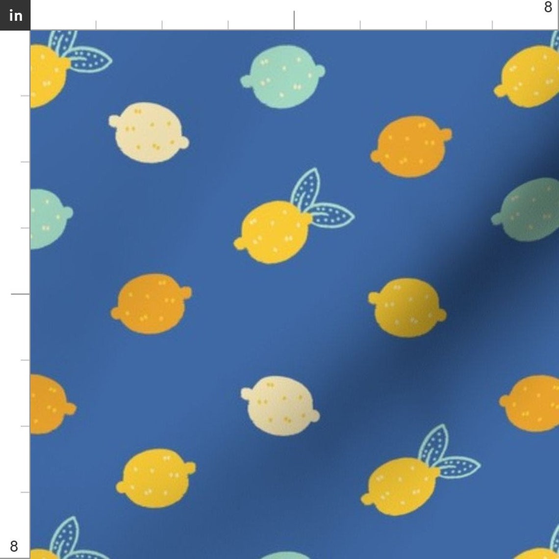 Citrus Fruits Fabric Little Lemon by Ellodesign Citrus | Etsy