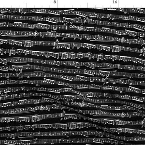 Sheet Music Fabric Music Notes on Black by Inspirationz Treble Bass ...