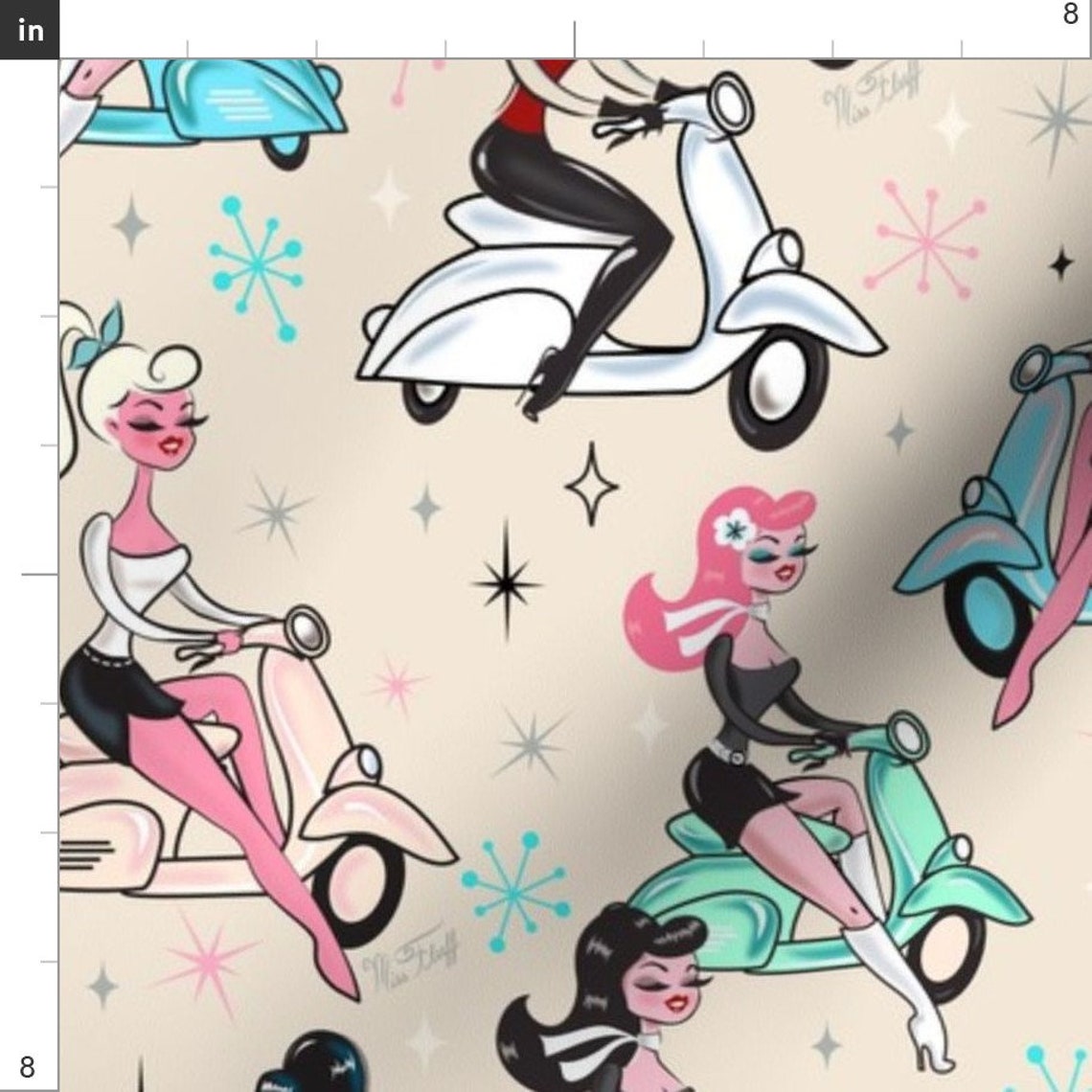 Pin-up Fabric Scooter Girls Medium by Miss Fluff Moped - Etsy