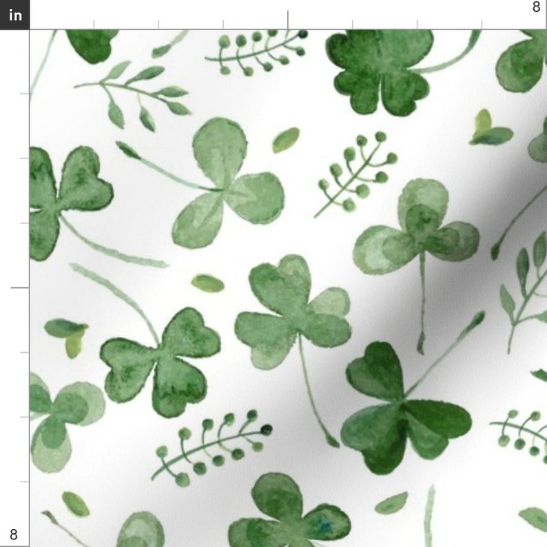 Scattered Shamrocks Fabric Watercolor Shamrocks by - Etsy