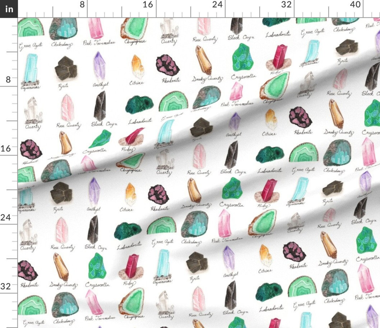 Mineral Gem Fabric Healing Crystals Gem Stone and Mineral - Etsy