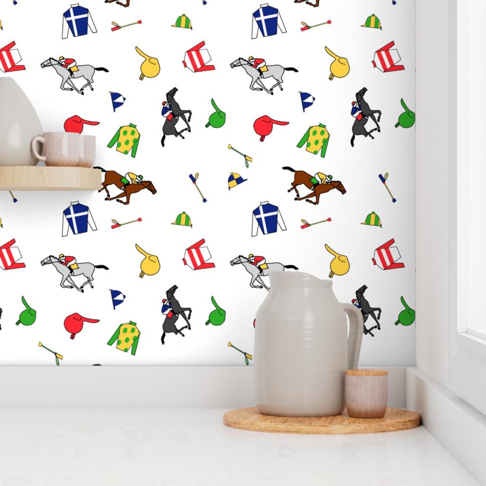 Horse Race Removable Peel and Stick Wallpaper - Equestrian Derby Horses ...