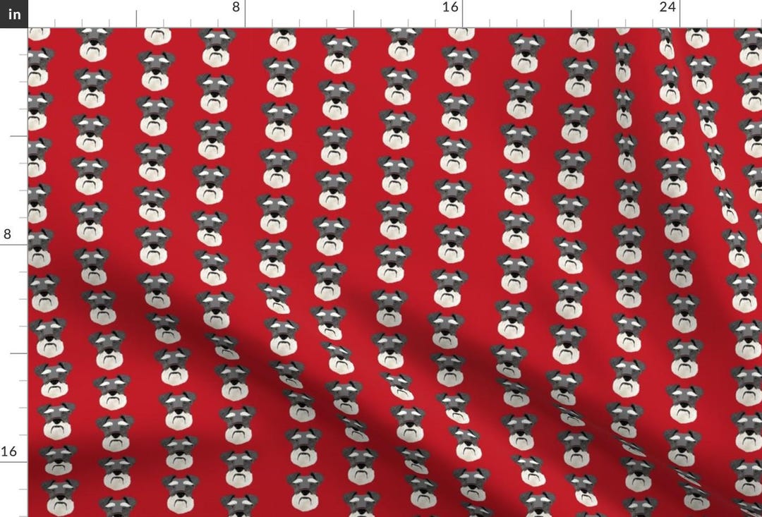 Schnauzer Stripe Fabric - Schnauzer Head Dogs Pet Fabric - Red by ...