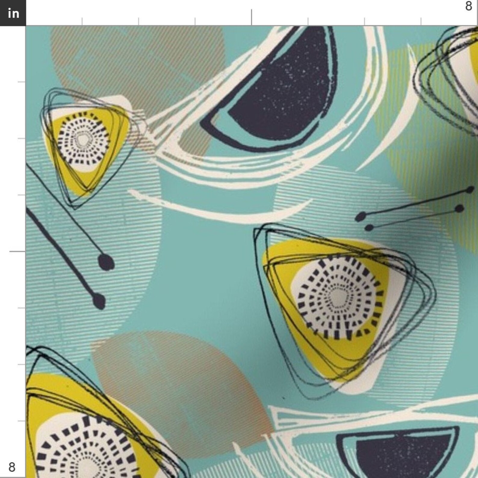 Mod Fabric Abstract Stitch Up By Nattymaid Abstract Mid | Etsy