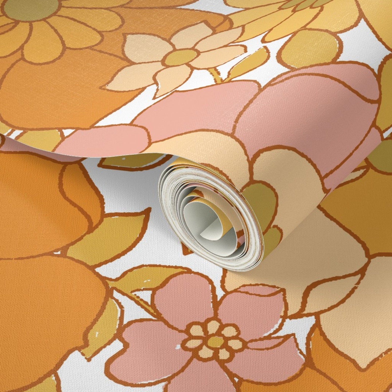 Vintage Wallpaper Avery Retro Floral by Red Raspberry Design - Etsy