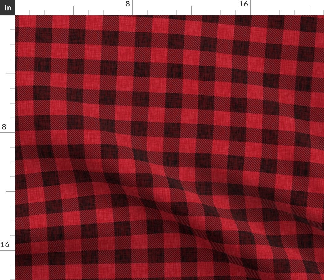 Western Plaid Fabric Rustic Check Bright Red by | Etsy
