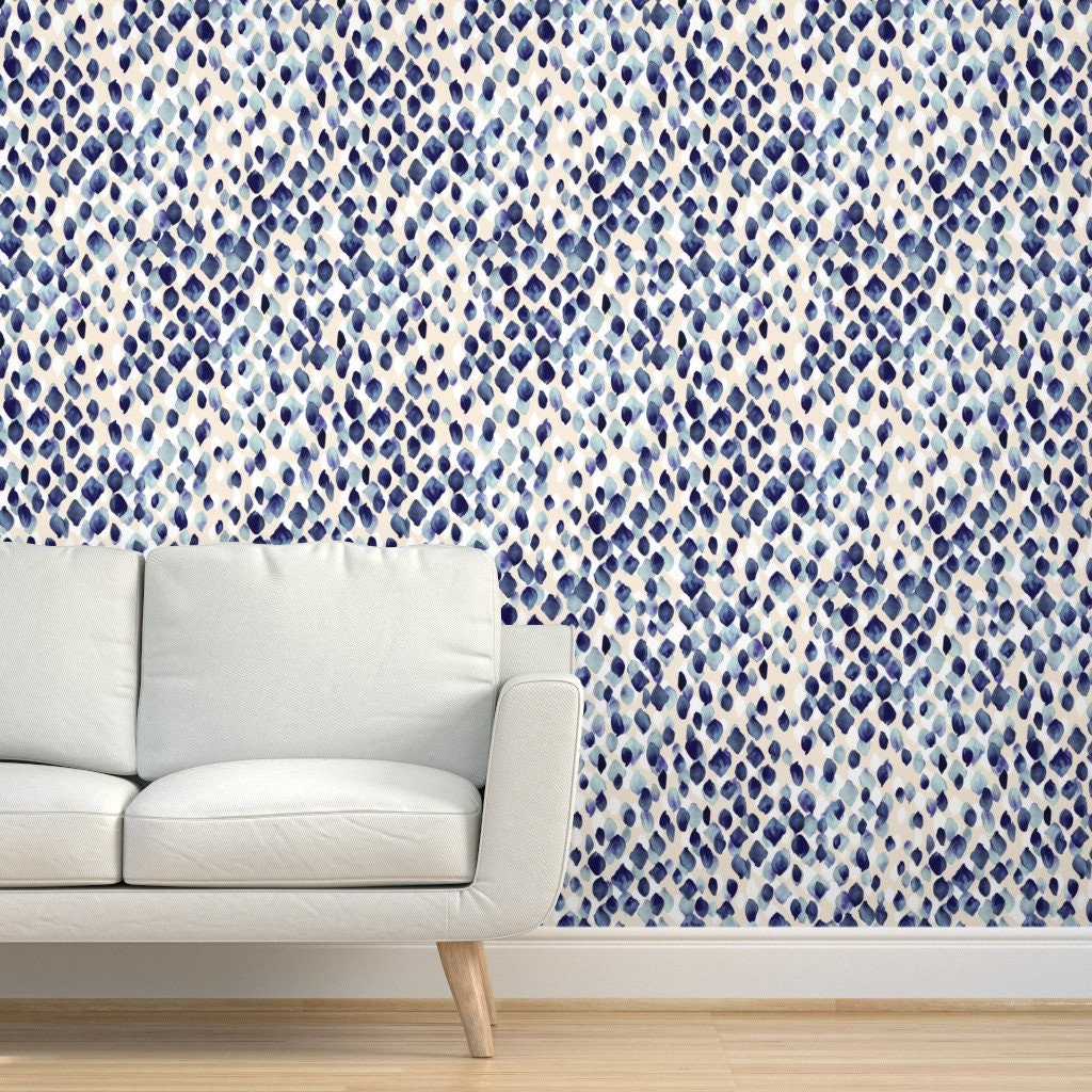 Indigo Blue Wallpaper Indigo Rain by Crystal Walen Indigo - Etsy