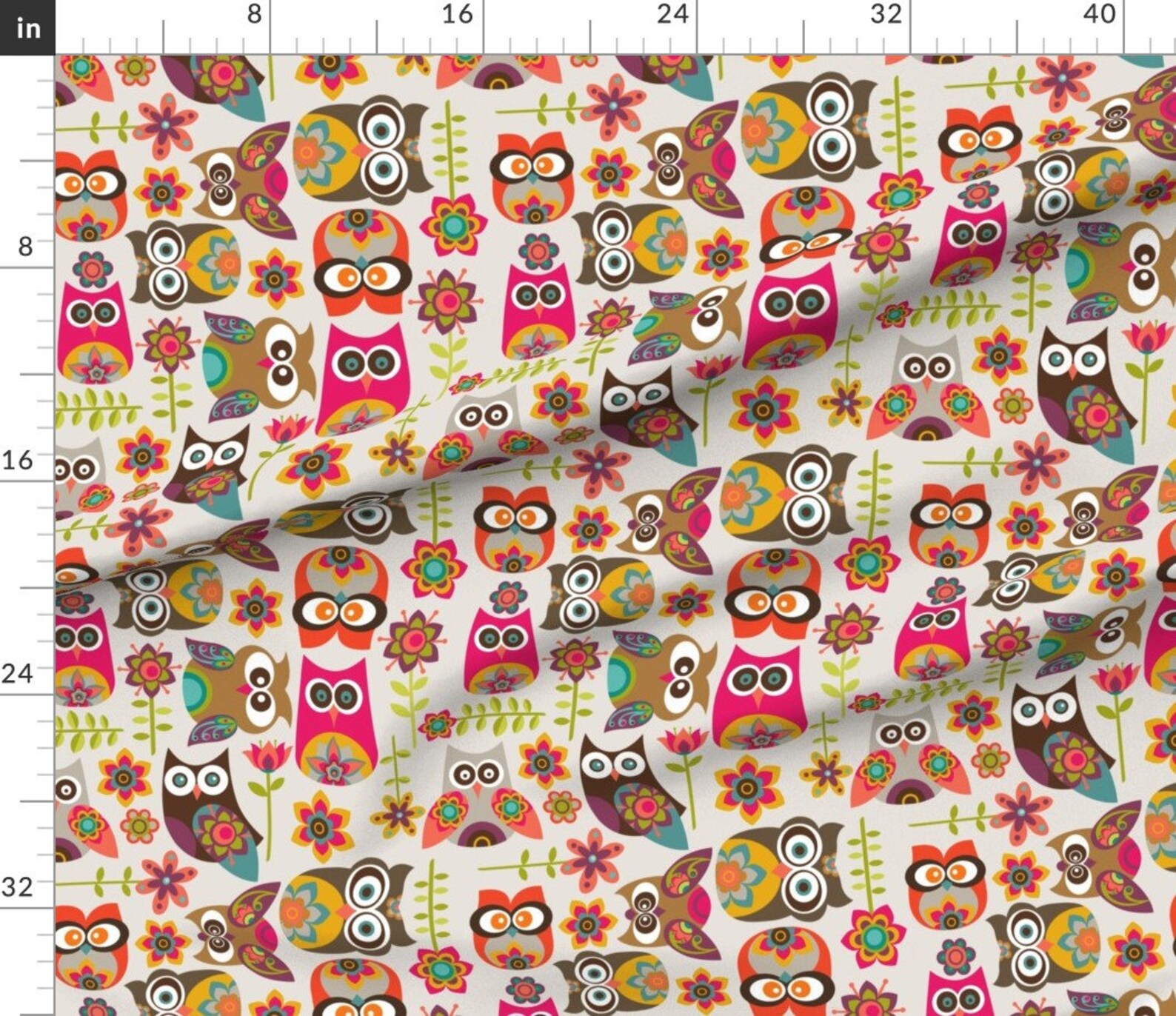 Cute Mod Owls Fabric New Little Owls by Valentinaharper | Etsy