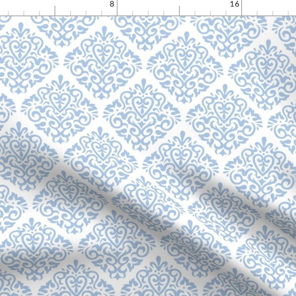 Blue Damask Fabric - Etsy