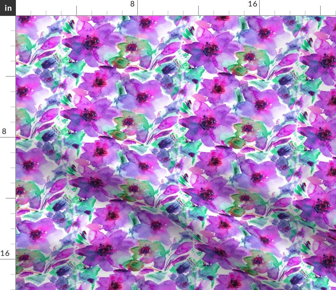 Violet Fabric Violet Watercolor Flowers by Katerinaizotova Violet ...