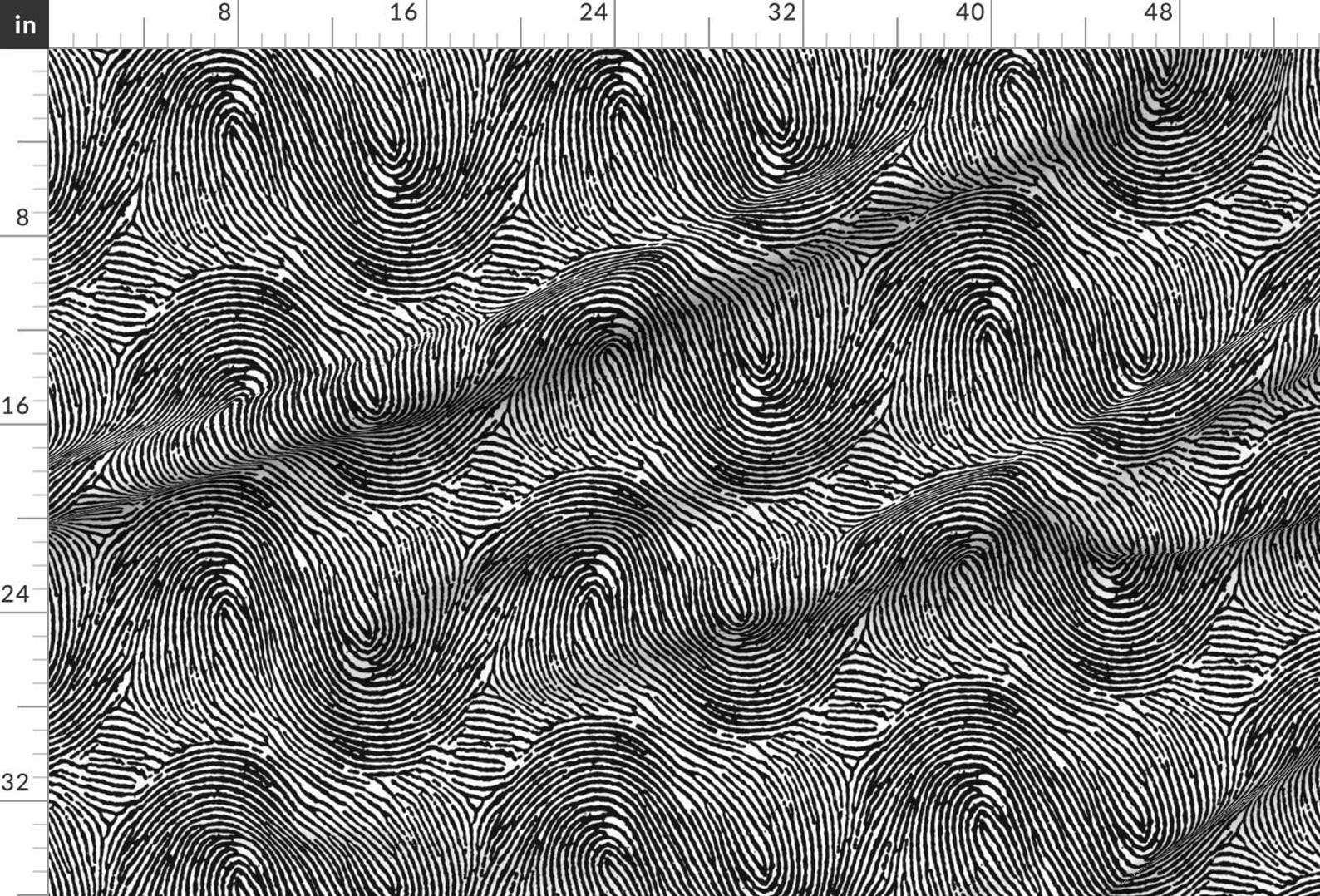 Black and White Fingerprints Fabric - Fingerprint Stripes Black White ...