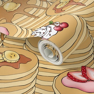 Pancake Wallpaper Flapjack Stack by Pattysloniger Breakfast Kitchen Custom Printed Removable ...