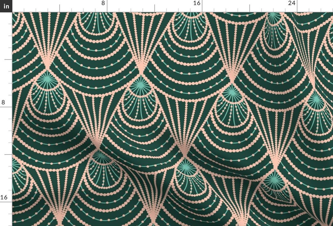 Green Geometric Pattern Fabric - Art Deco (green and Pink) by Sveta Aho ...