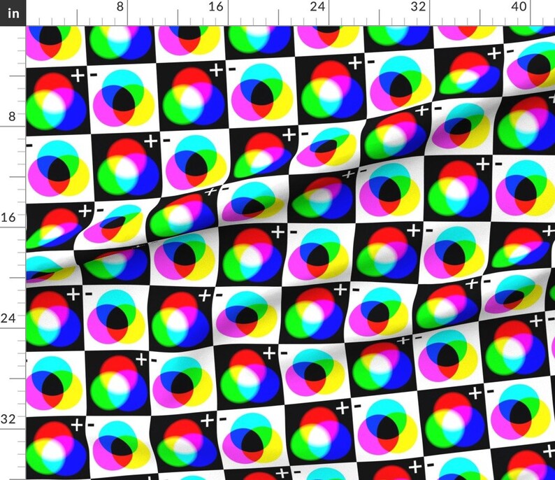 Rainbow Physics Fabric Color Plus and Minus by Kightleys | Etsy