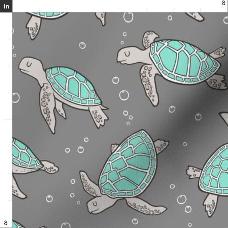 Sea Turtle Fabric Sea Turtles Mint Green Nautical Ocean | Etsy
