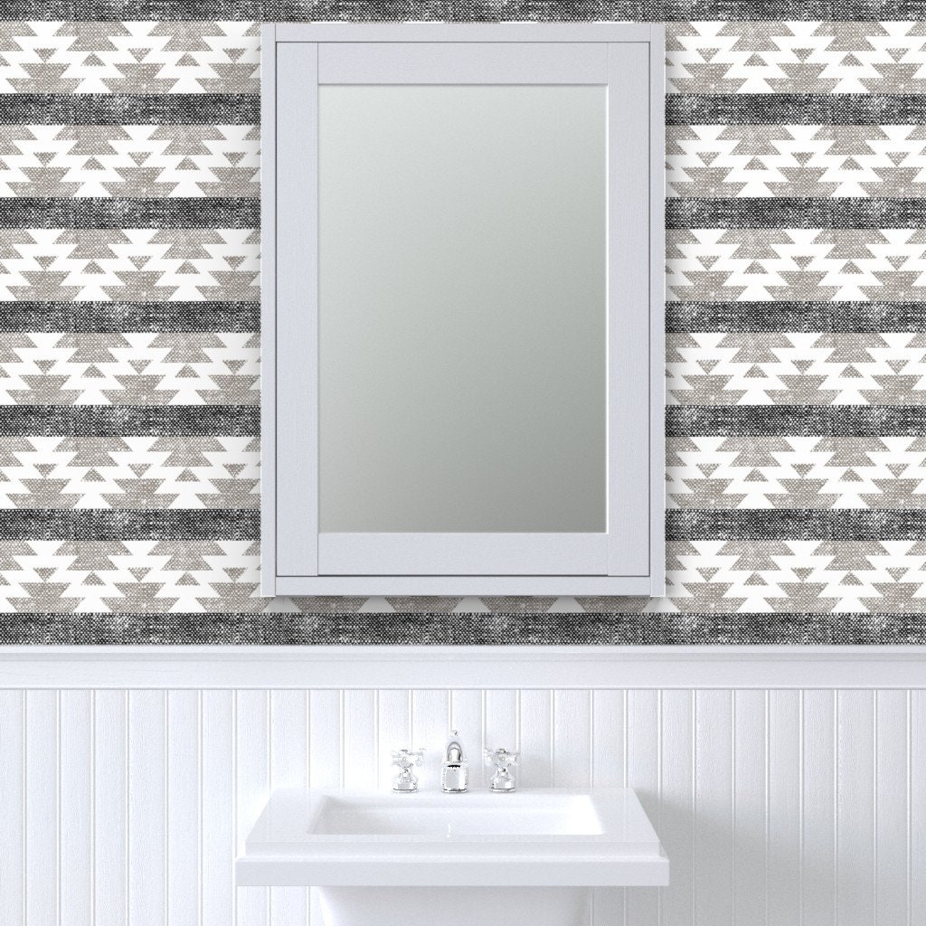 Boho Wallpaper Woven Aztec Neutrals by Littlearrowdesign - Etsy