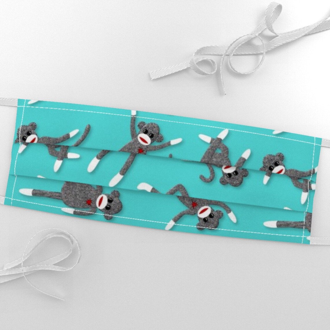 Teal Sock Monkey Fabric sock Monkey Teal Party by - Etsy