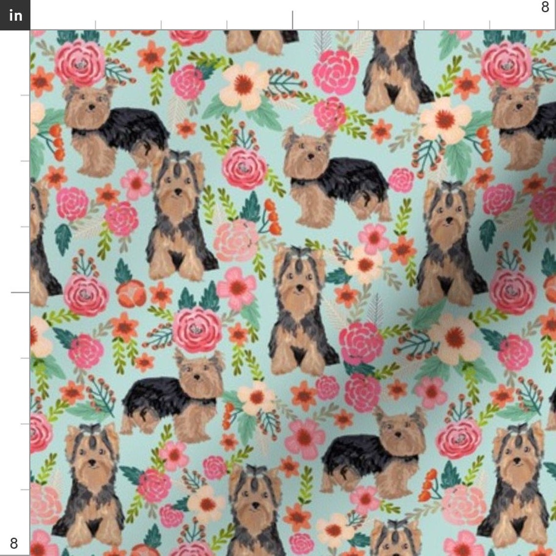 Yorkie Fabric Yorkshire Terrier Floral Cute Dogs by - Etsy