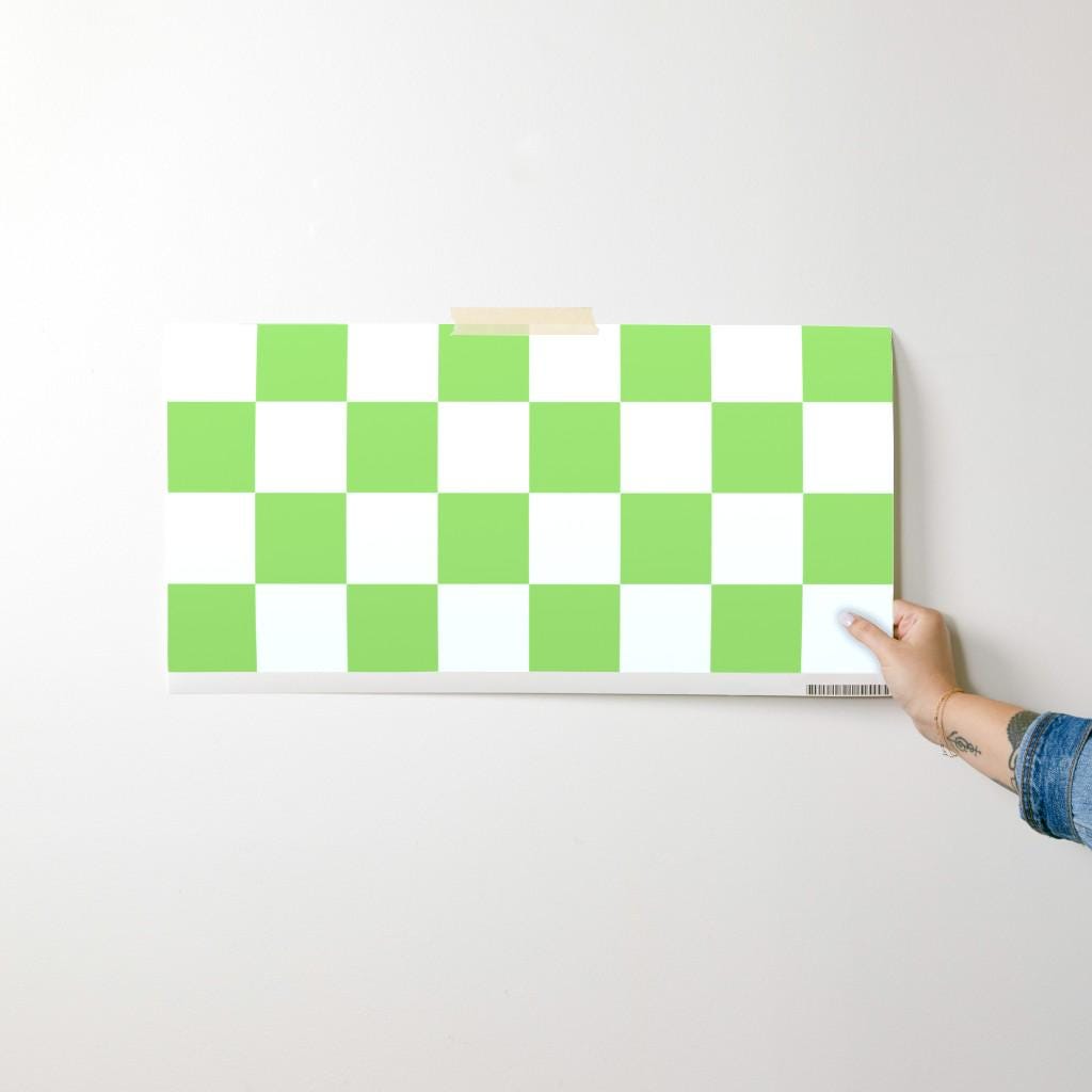 80s Checkered Removable Peel and Stick Wallpaper - Lime Green Neon ...