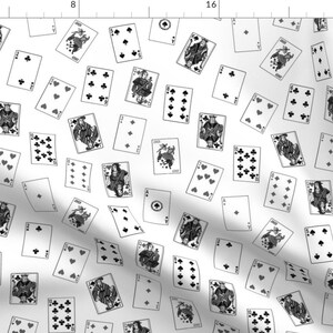 Playing Cards Fabric - Scattered Playing Cards Greyscale by Thin Line ...