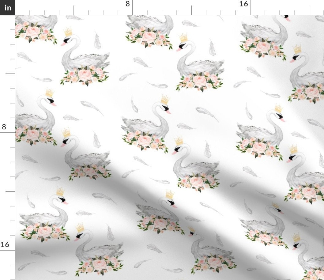 Swan Fabric 7 White Swans With Feathers By Shopcabin | Etsy España