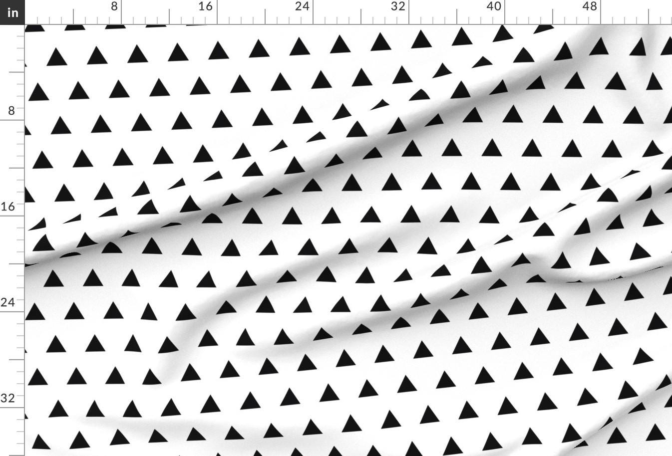 Black Triangles Fabric - Black on White Abstract Geometric Monochrome ...