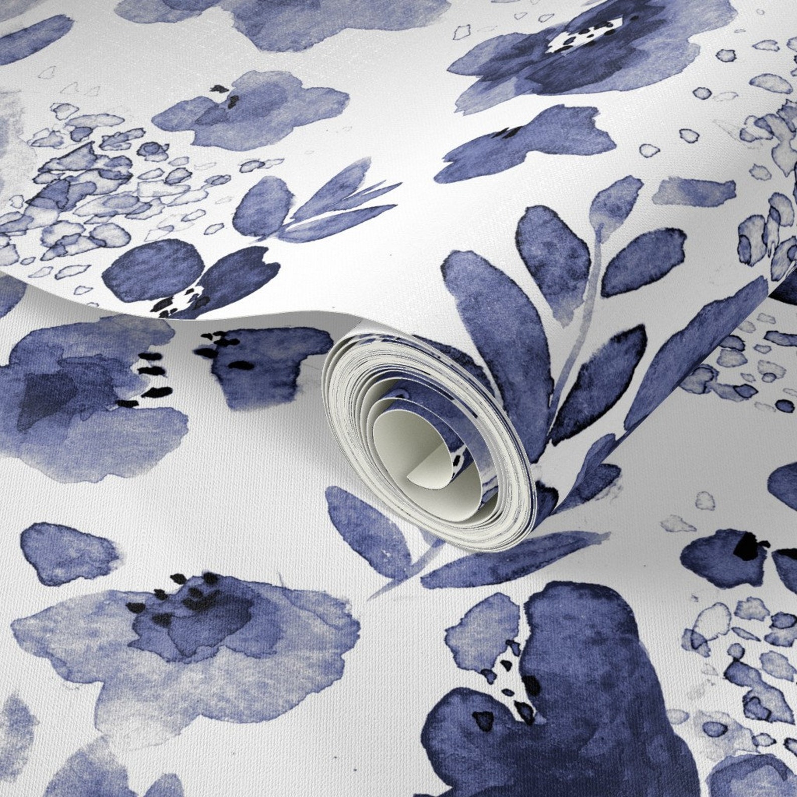 Blue Watercolor Floral Wallpaper Floret Flower Indigo by - Etsy