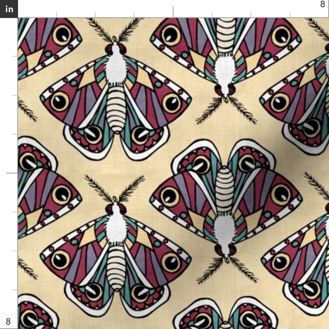 Vintage Moths Fabric - Bright Moths by Pond Ripple - Geometric Insect ...