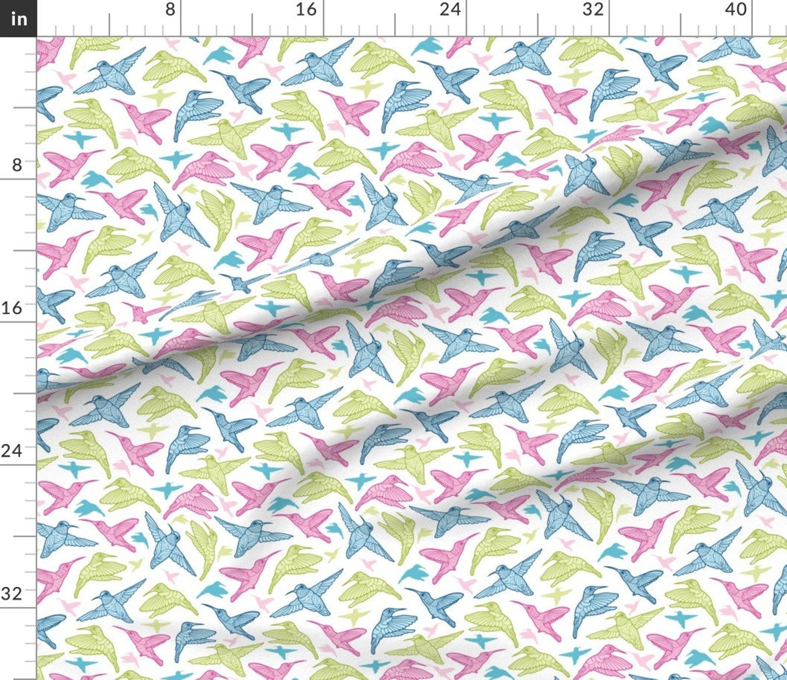 Flying Hummingbird Fabric Colorful Humming Birds by Oksancia - Etsy