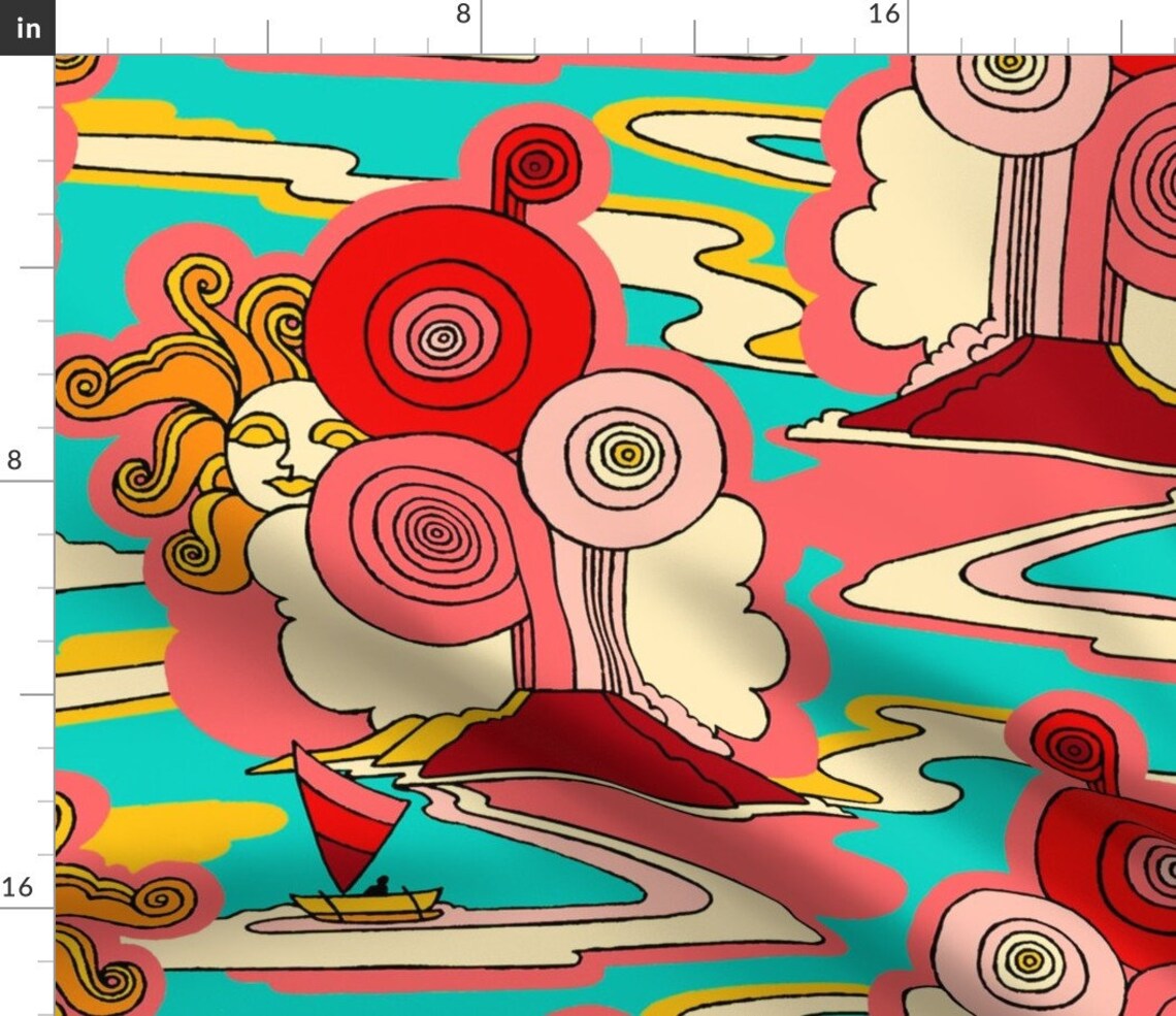 Volcano Fabric Peles Majesty by Muhlenkott Hawaiian - Etsy