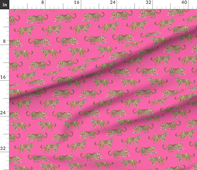 Small Leopards on Pink Fabric Leopard Parade Hot Pink by - Etsy
