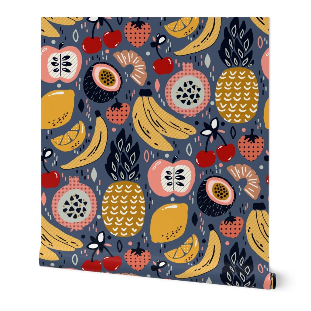 Fruit Wallpaper winter Funky Fruit by Tigatiga Pineapple | Etsy