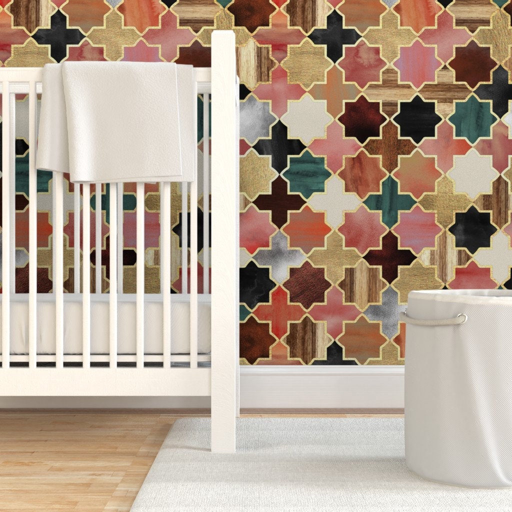 Moroccan Wallpaper Twilight Moroccan Textured Tile Pattern - Etsy