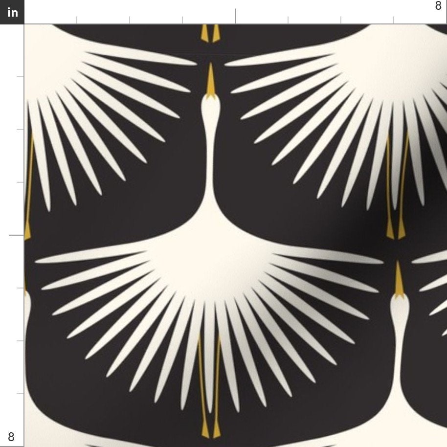 Art Deco Fabric Art Deco Swans by Katerhees Swan Water - Etsy