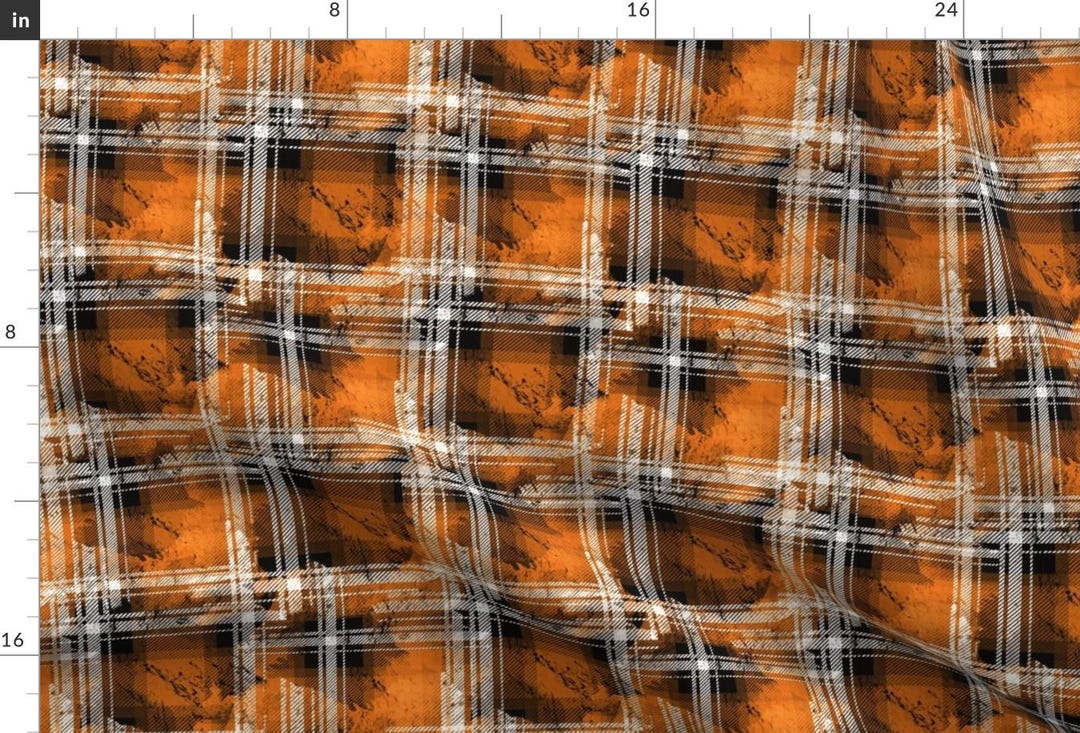 Autumn Plaid Fabric - Orange Fall Grunge Plaid by Hipkiddesigns ...